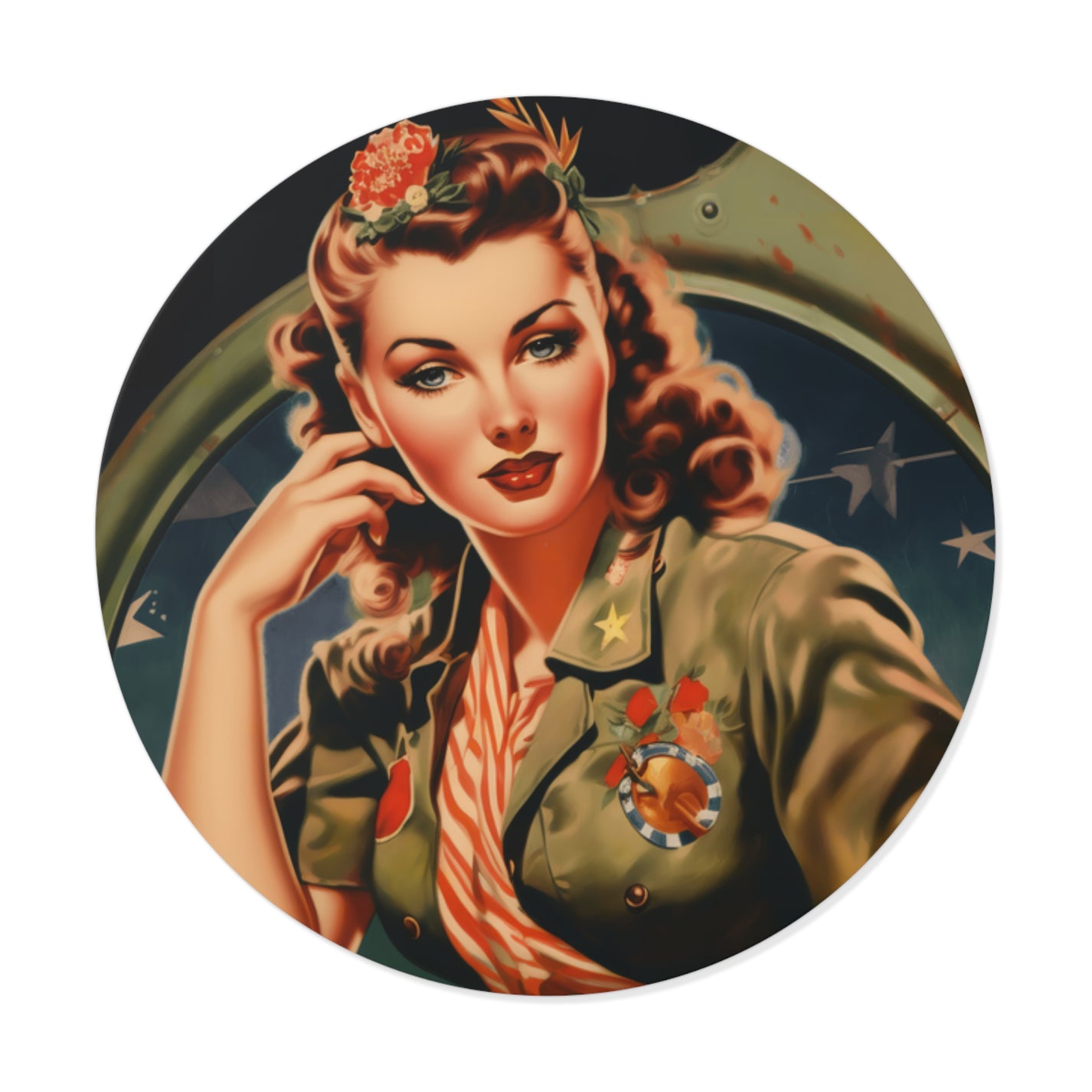 2" x 2" Round Vinyl Stickers. WW2 Pinup Girl Jean. WW2. Pinups. Laptop ...
